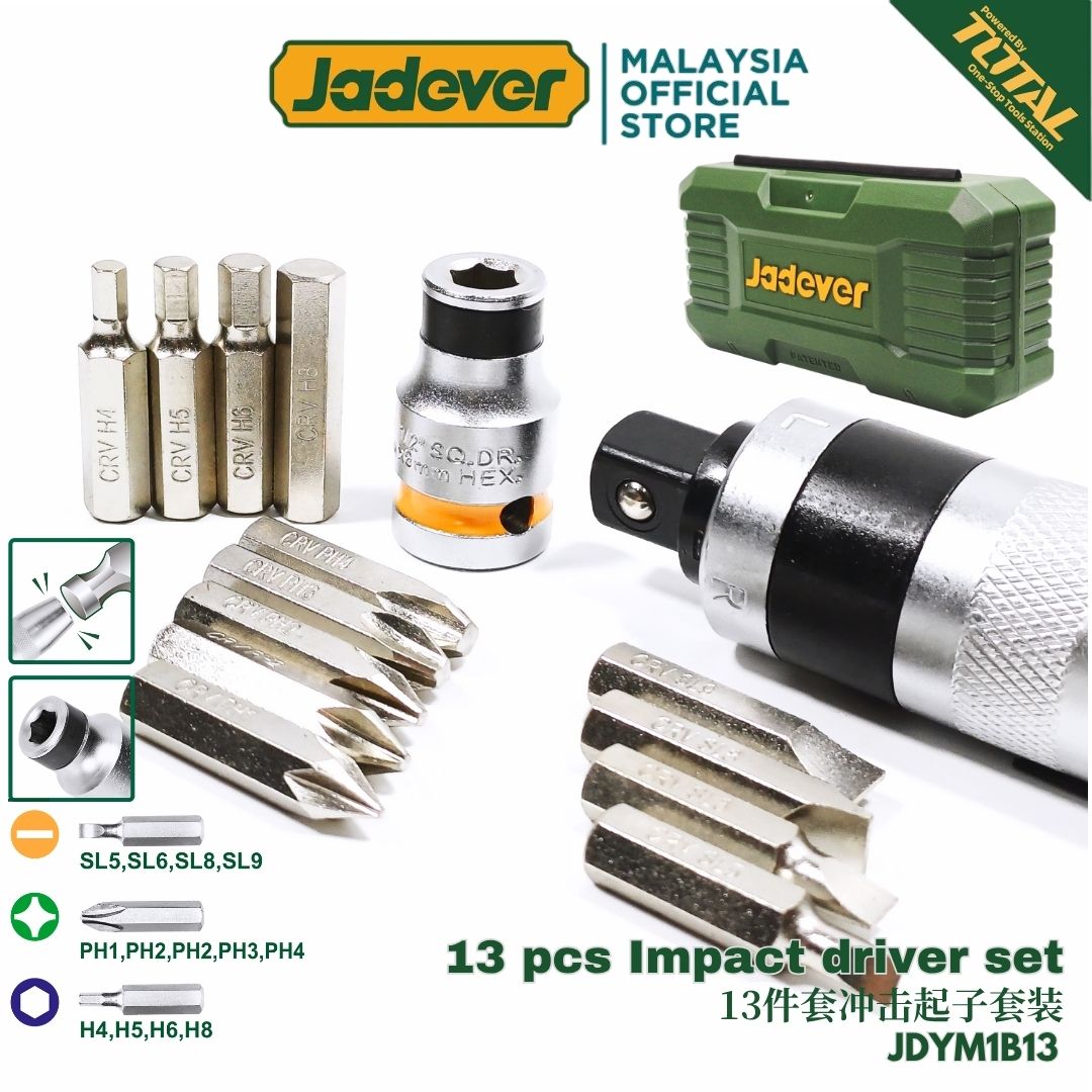 Jadever Tools Cr-V 13pcs Impact driver set / Impact screwdriver set 13 ...