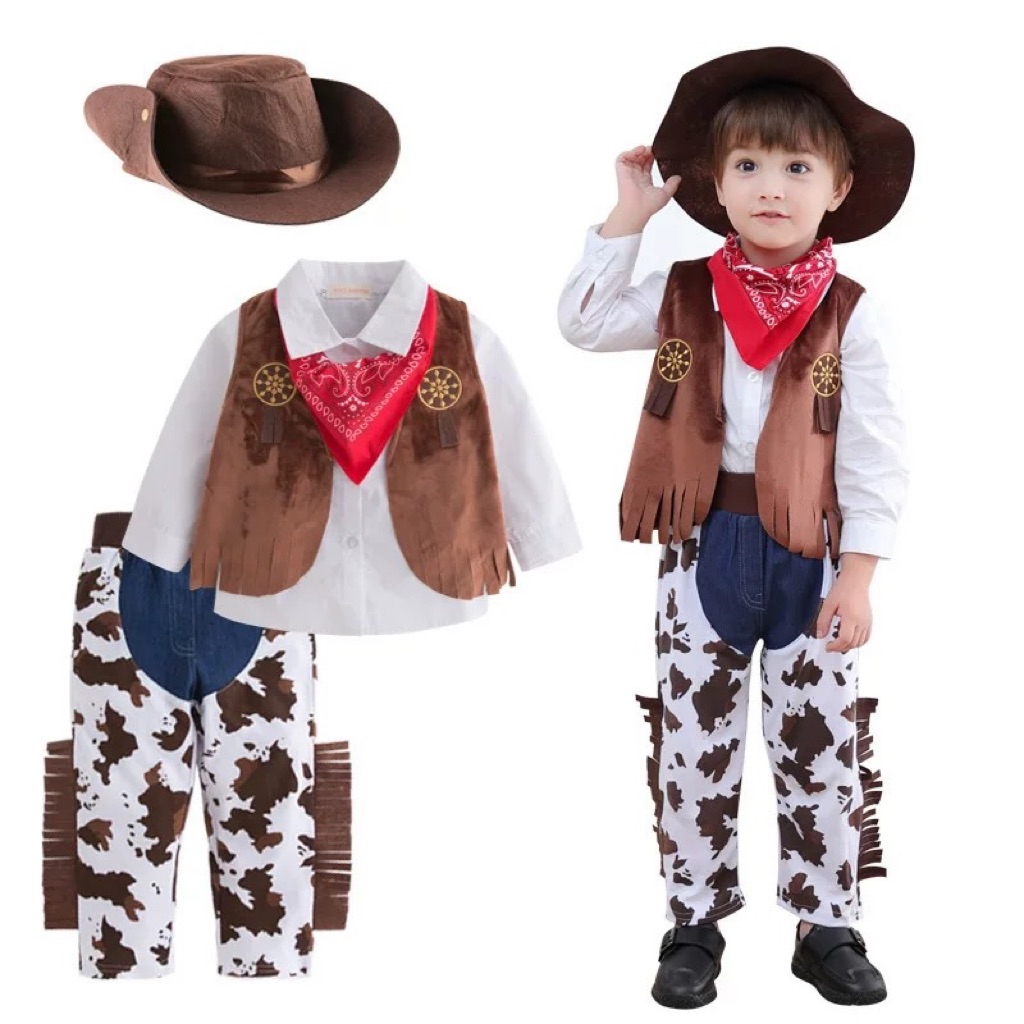 (Ready Stock)Western Cowboy Costume Cosplay Halloween For Children Kids ...