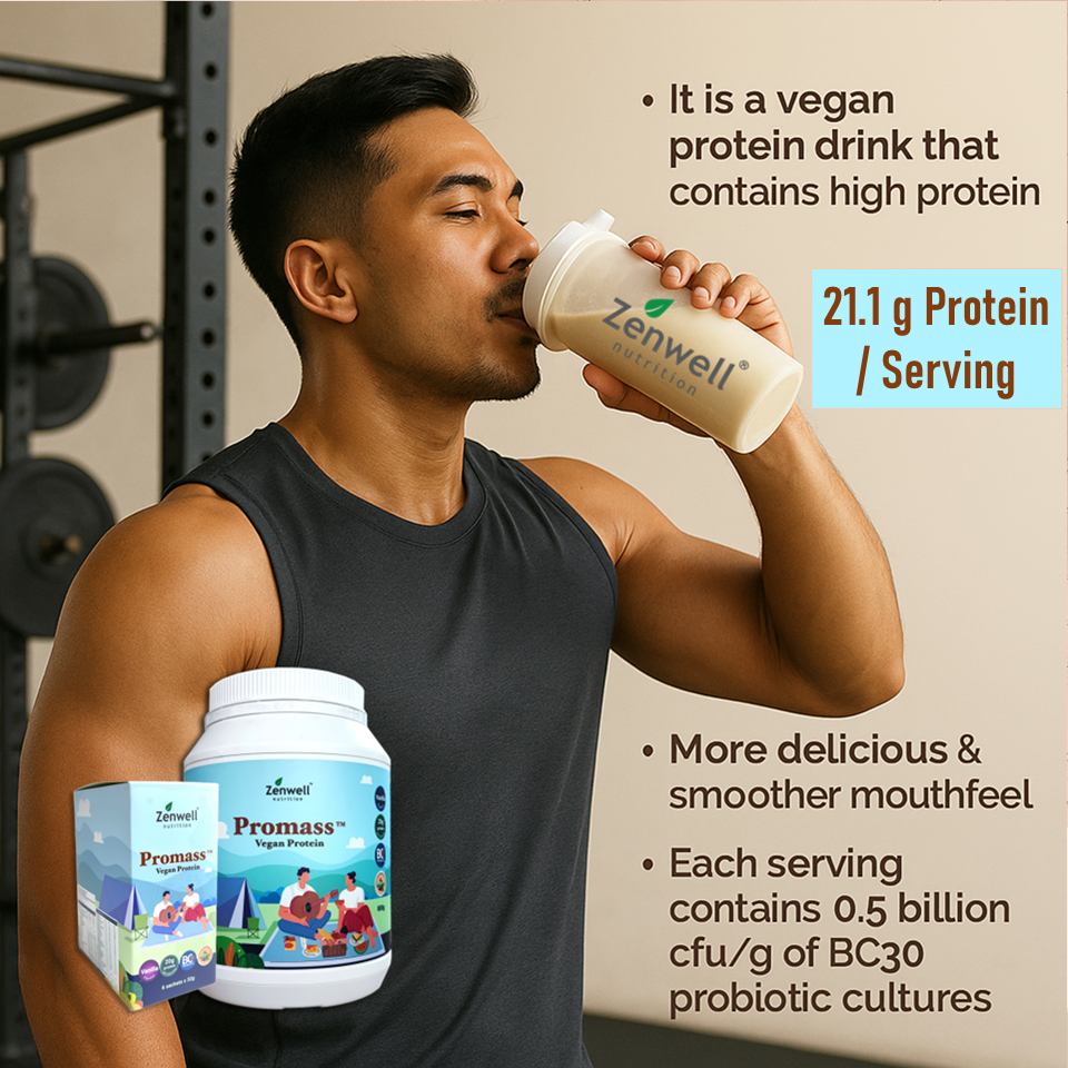 (NEW) Zenwell® nutrition PROMASS™ Vegan Protein Vanilla Flavour(32g x 6 ...