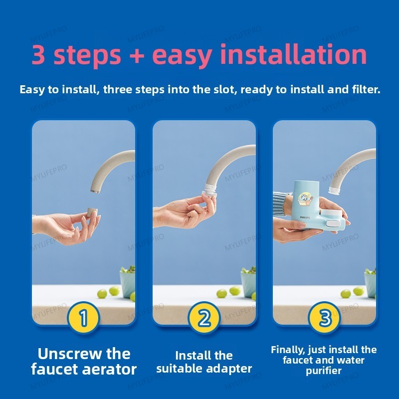Philips Faucet Water Filter, 5-Layer Filtration, Chlorine Removal 99% ...