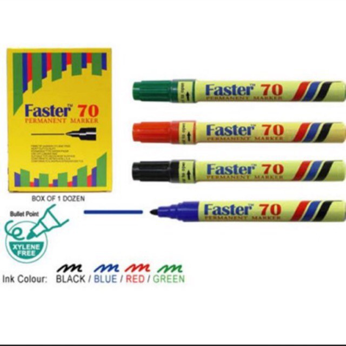 1 kotak 12 pcs Faster Permanent Marker Bullet Pen 70/90 | Shopee Malaysia