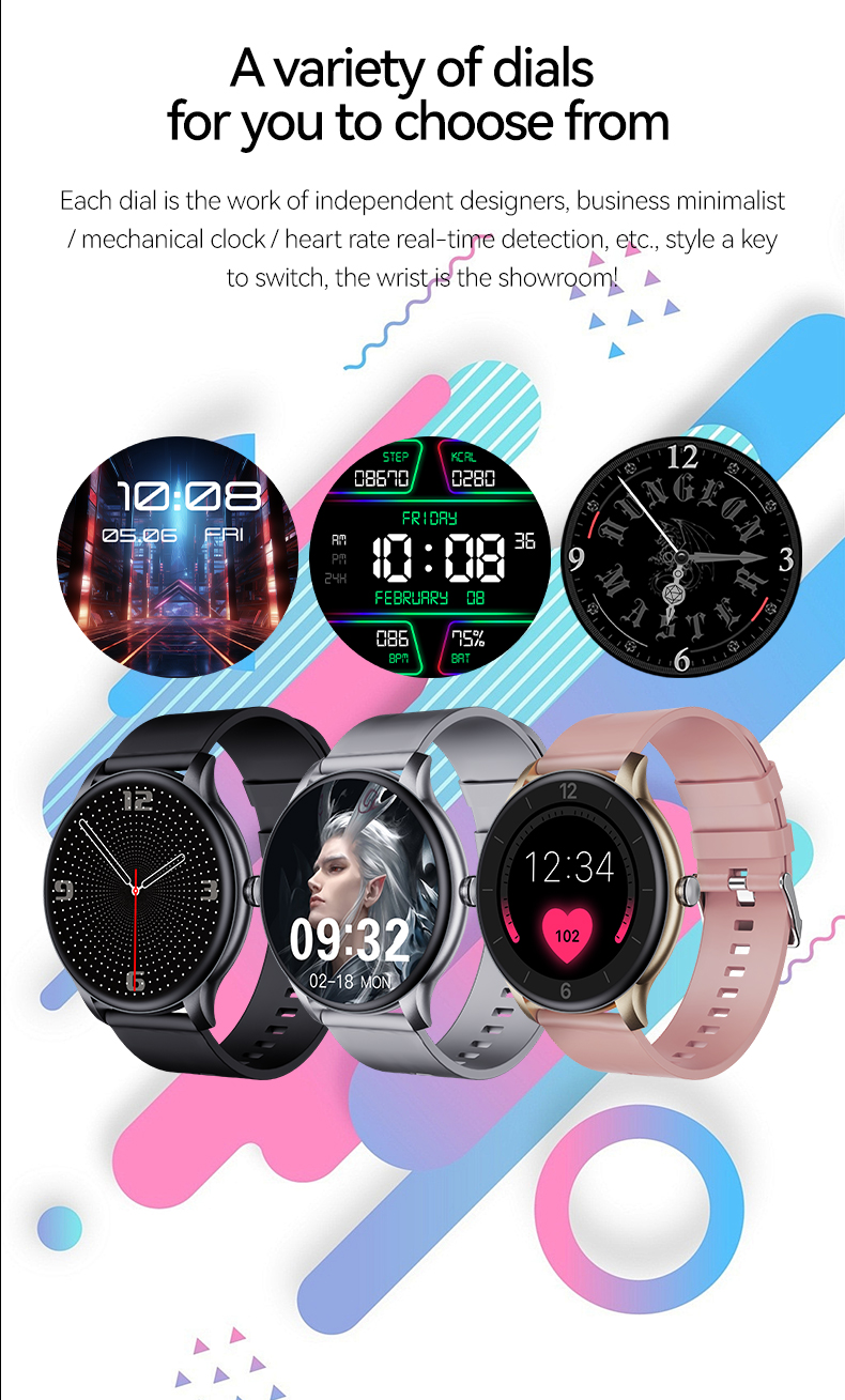 Smartwatch Full Touch Screen Sports Mode Blood Heart Rate Monitor ...