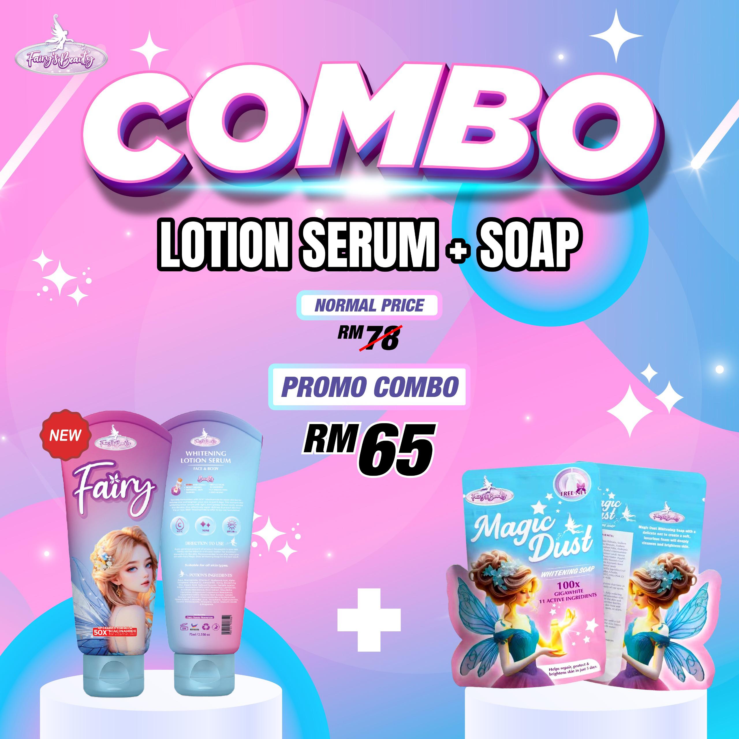 COMBO WHITENING LOTION SERUM & MAGIC DUST SOAP | Shopee Malaysia