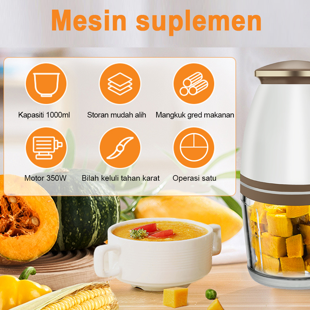 Simmo Electric Meat Grinder Mini Chopper Blender Baby Food Processor 1000ml 4-Blades Garlic ...