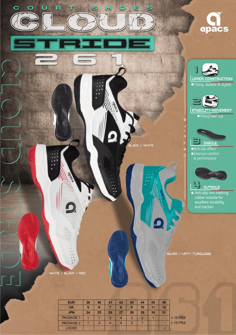 Apacs ( Original )Kasut Badminton (Badminton Shoes) CS261 Cloud Straide ...