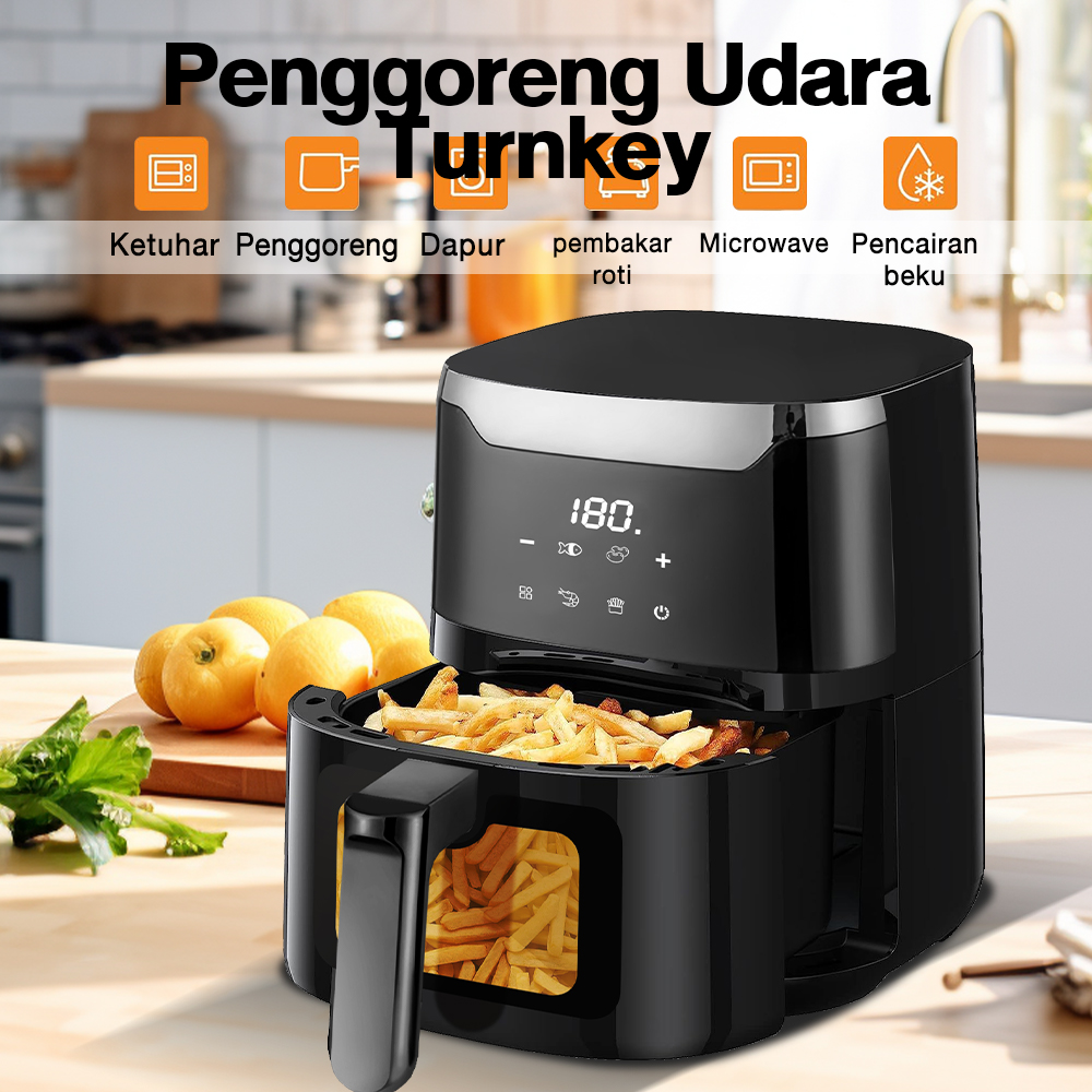 Simmo Air Fryer oil-free fryer Machine 1500W Visible Window 8L Large ...