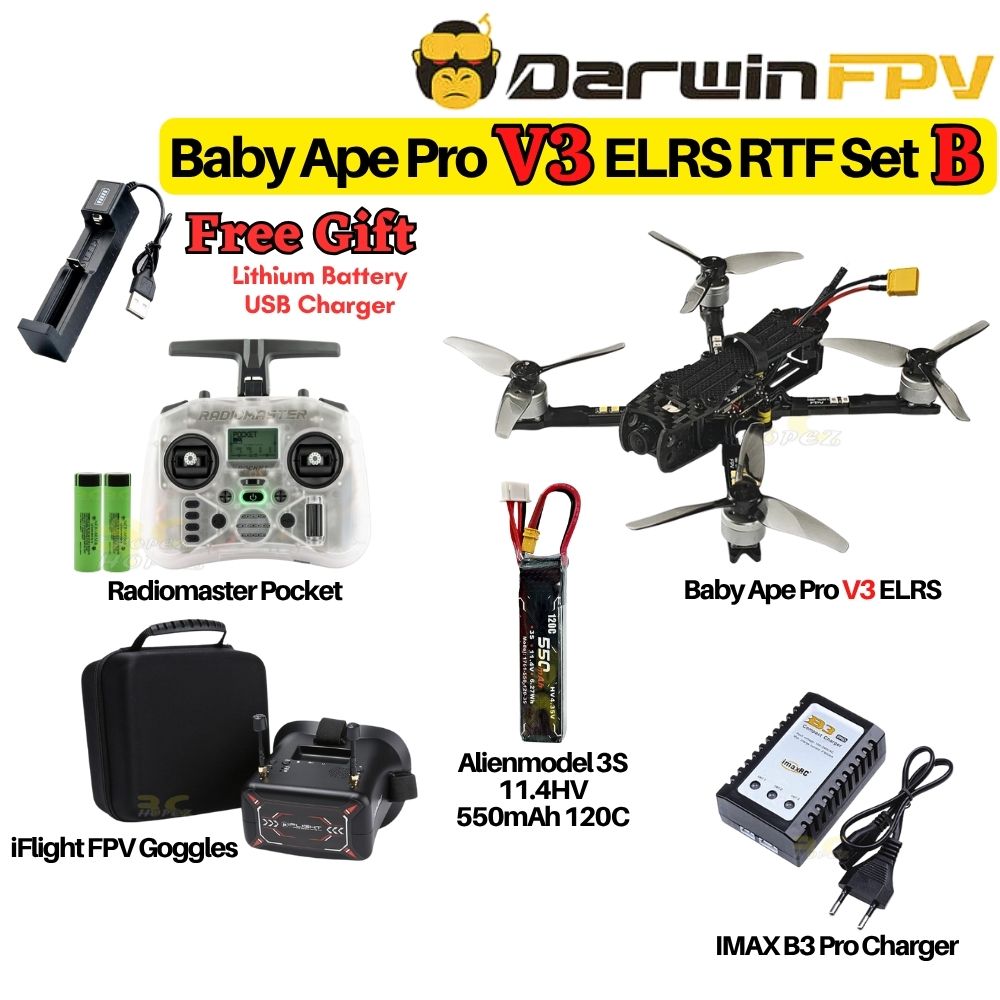 DarwinFPV Baby Ape Pro V3 V2 FPV Drone RTF Ready To Fly 3 Inch 2-3S ...