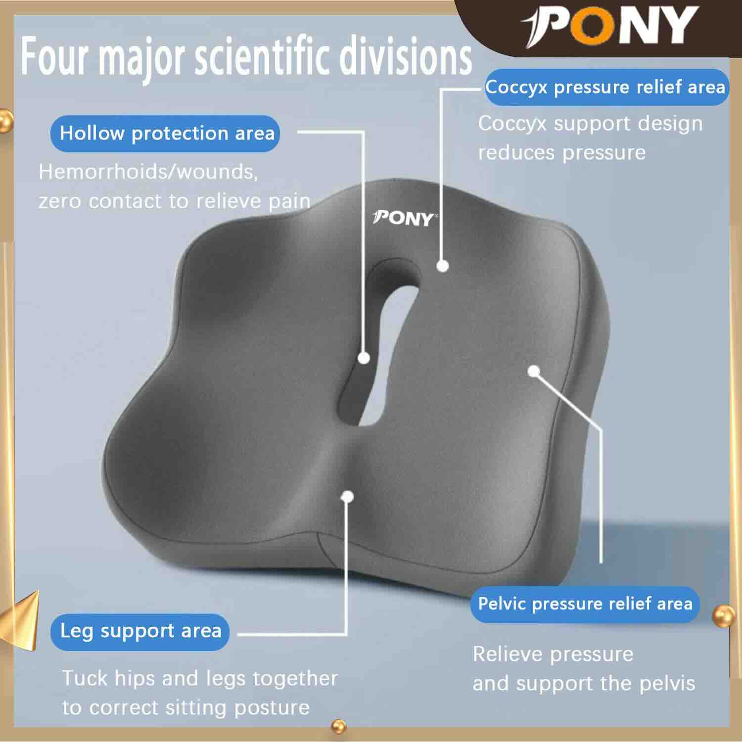 Memory Foam Lumbar Support Pillow for Lower Back Pain Chair Cushions ...