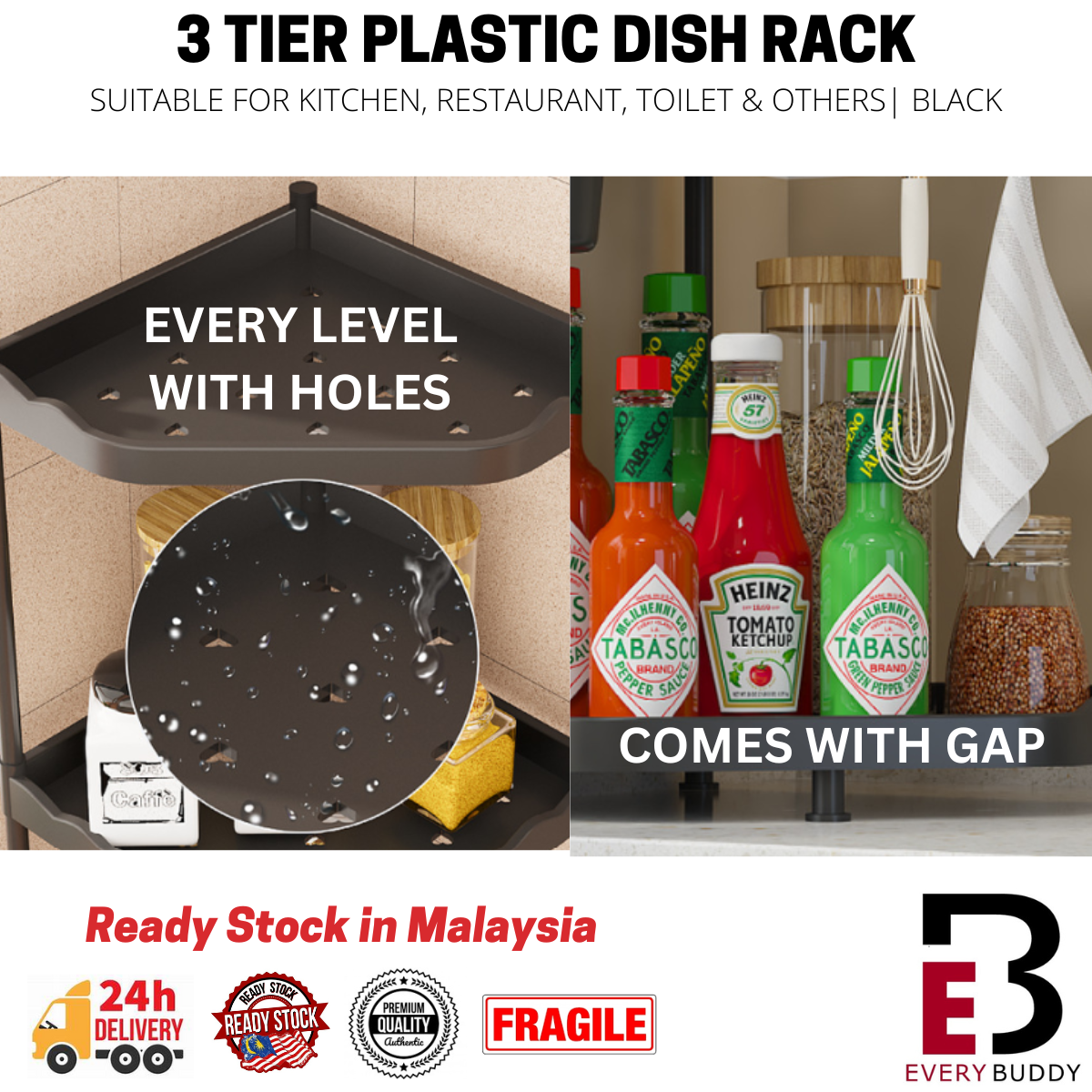 2 Tier Triangle Corner Kitchen Rack Simple Corner Storage Rack ...