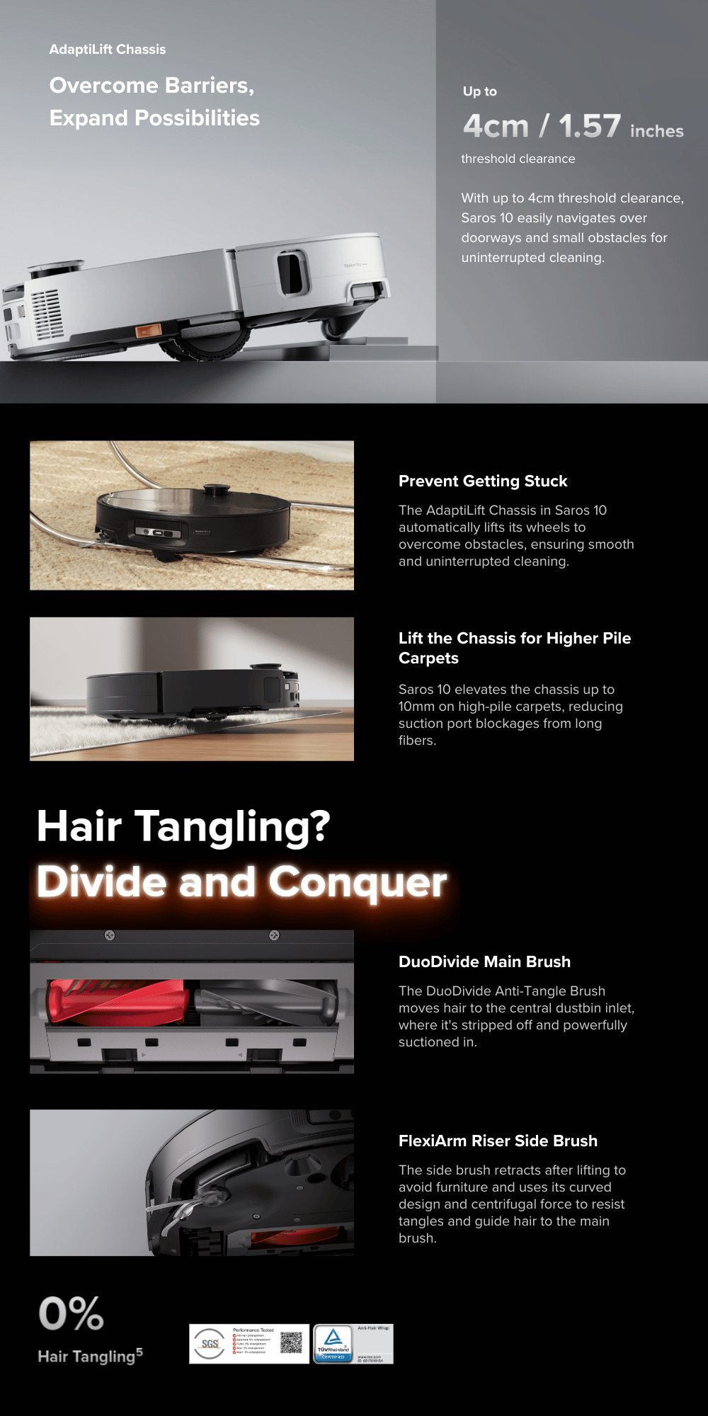 Roborock Saros 10 Robot Vacuum | 22,000Pa | Ultra-Thin 7.98 cm | Self ...