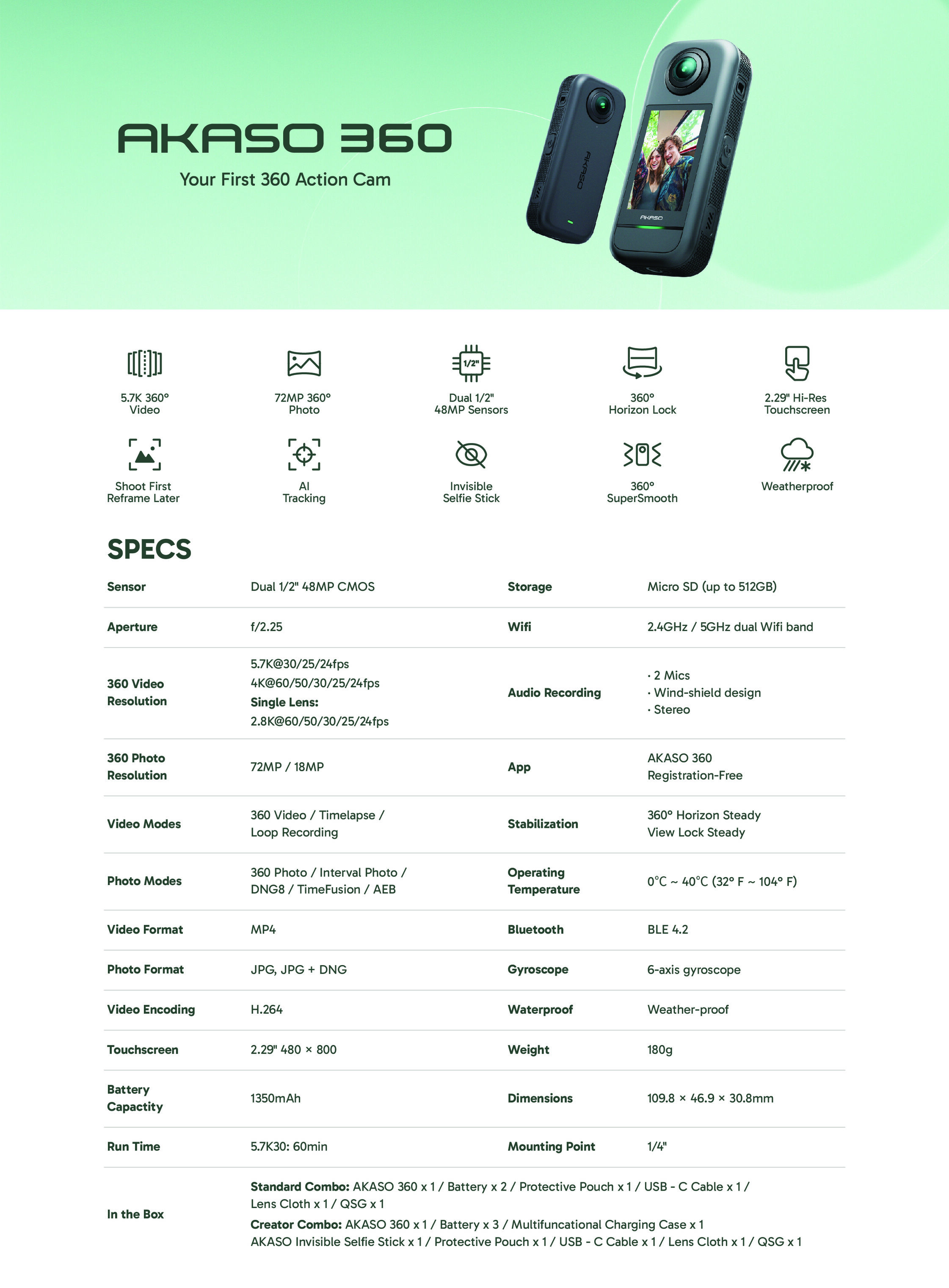 [NEW LAUNCH - READY STOCK] AKASO 360 - Action Camera | 5.7K 360 Video | 72MP 360 Photos | Dual 1 ...