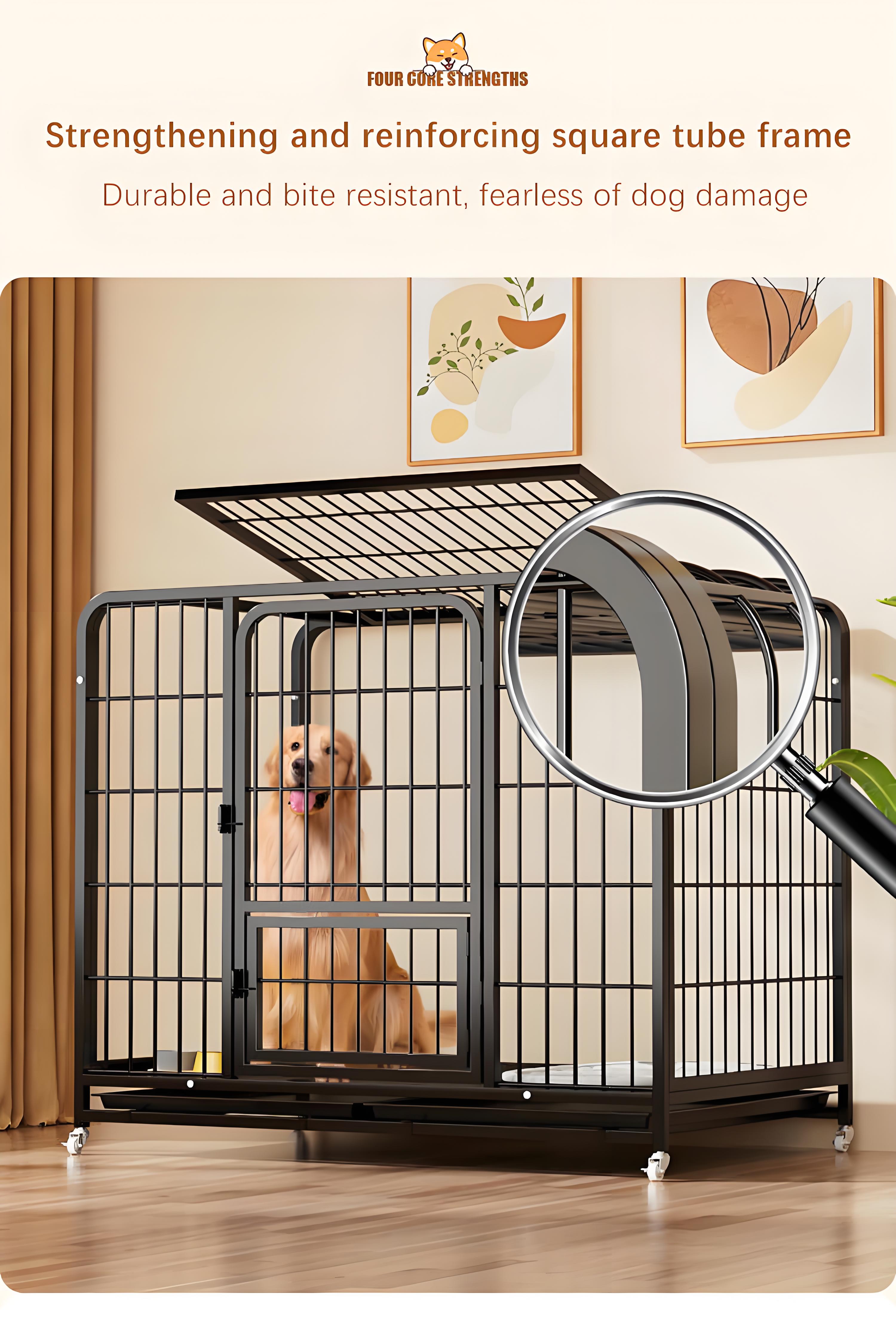 Extra Large Dog Cage Kennel Big Dog Crate Escape Proof Lockable Wheels ...