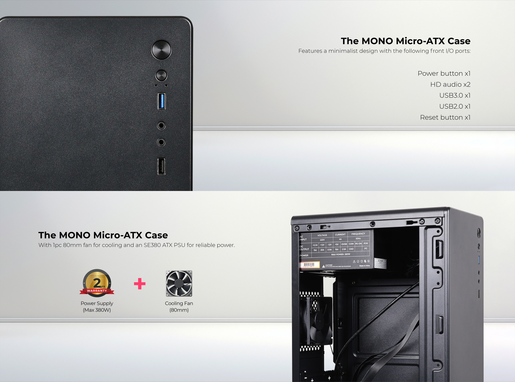 Slevcase Mono Micro ATX Casing with SE380 Power Supply - Black | Shopee ...