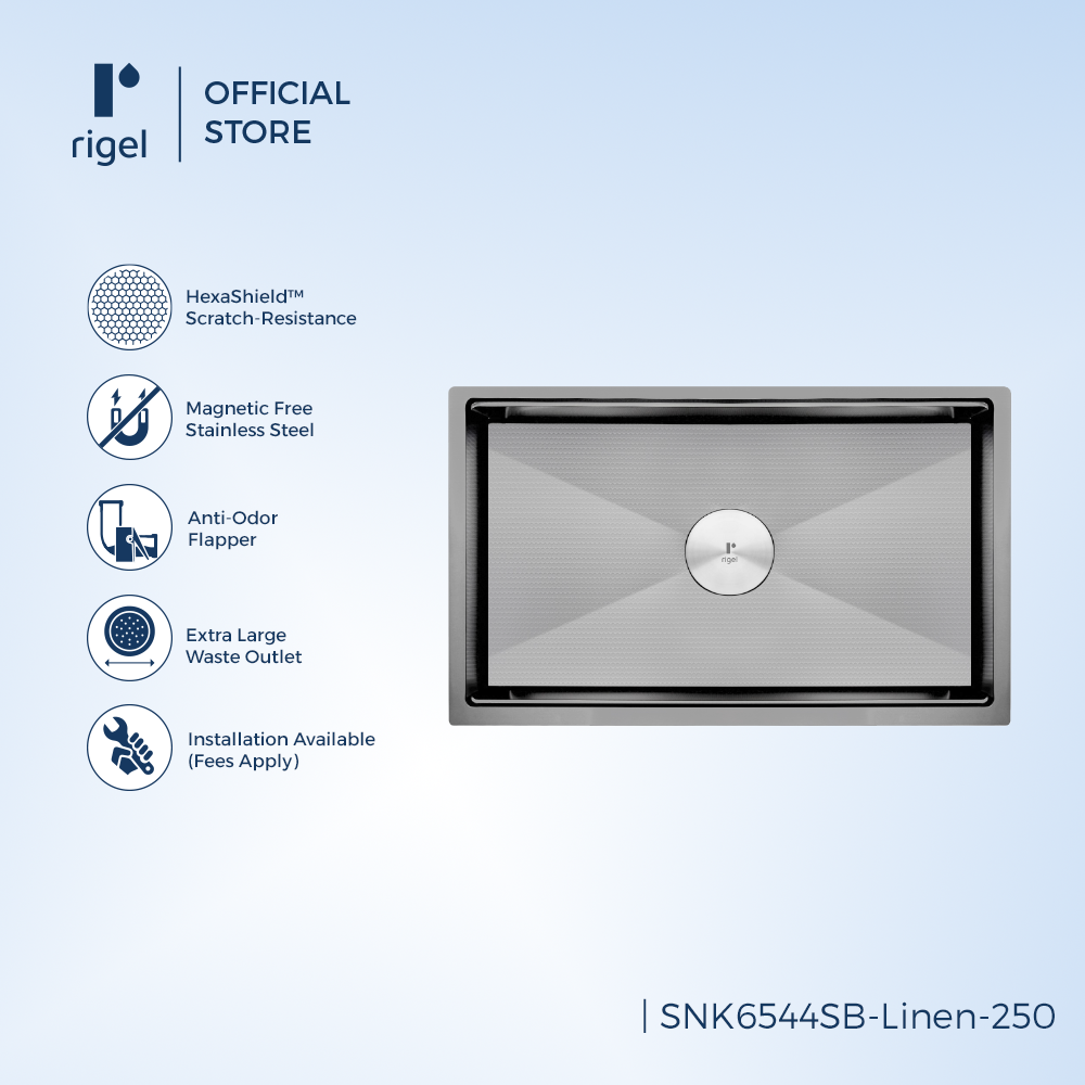 [P.O] RIGEL Scratch Resistance Kitchen sink SNK6545SB-LINEN-250depth ...