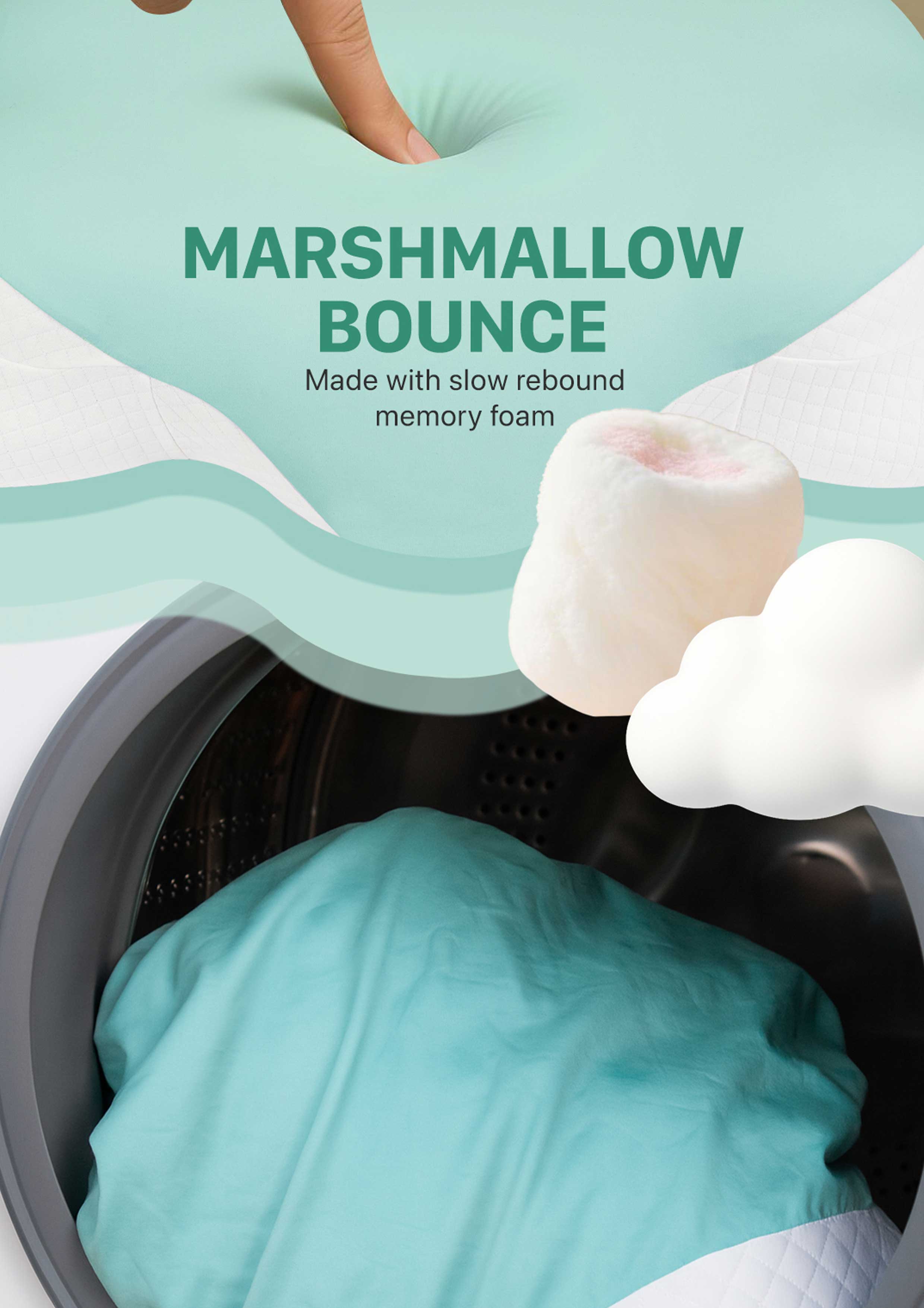 SNOWFIT Marshmallow Anti-Mosquito Cooling Ergonomic Memory Foam Pillow ...
