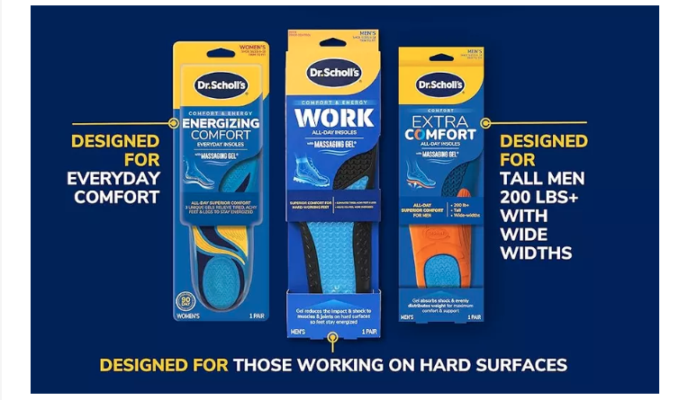 Dr Scholl's Insoles Heavy Duty / Work / Plantar Fasciitis / Heel / Arch / Tri-Comfort / Flats ...