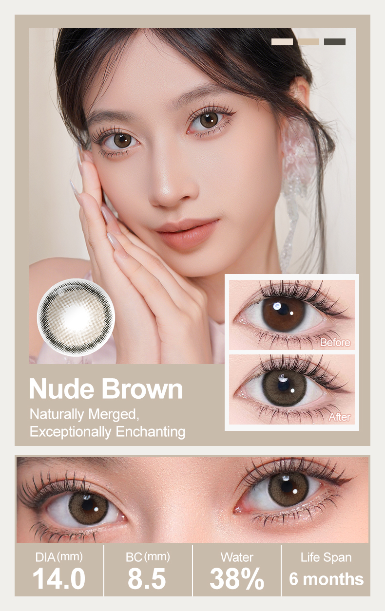 [14.0mm 2 Set Combo]Magister Contact Lens Power Set 14.0mm Nude Brown ...