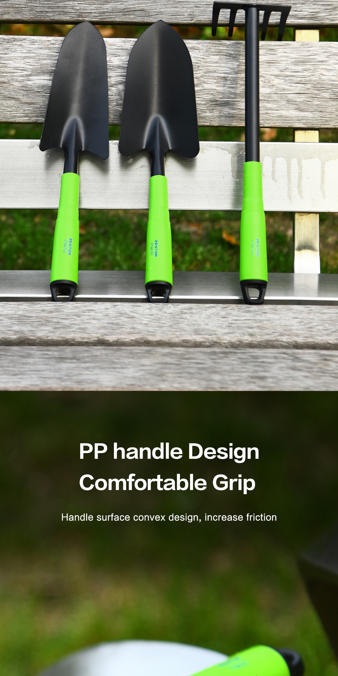 ZENTOR Garden Shovel & Rake With Thermo Paint Layer | Gardening Tool ...
