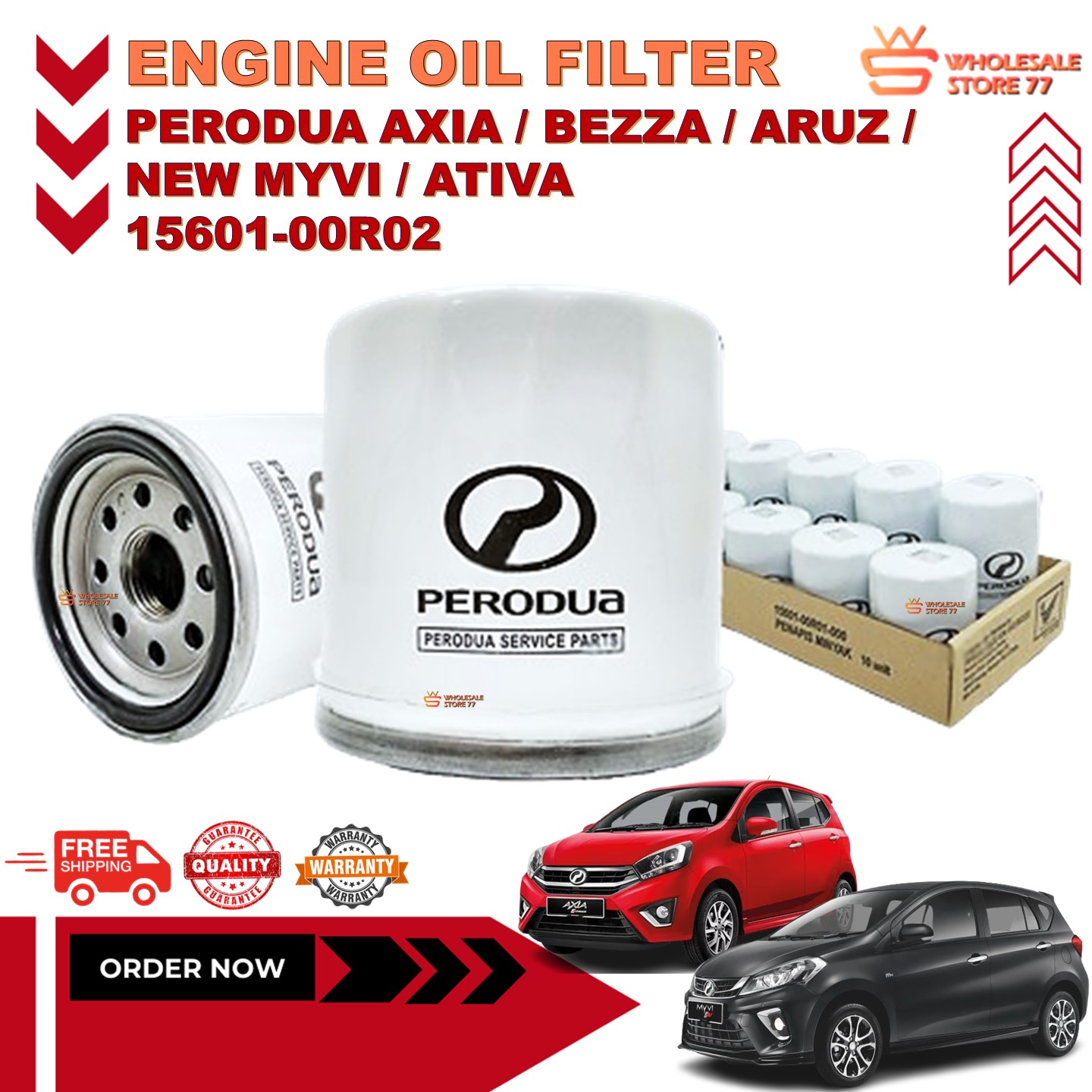 ORIGINAL | 10 BIJI PERODUA OIL FILTER AXIA BEZZA ARUZ MYVI 15601-00R02 ...