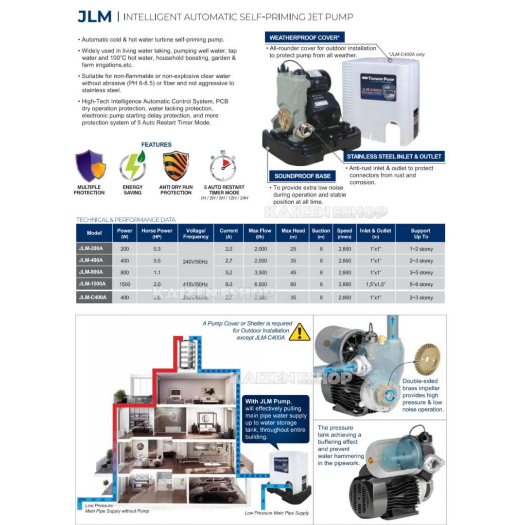 TSUNAMI JLM Series Outdoor Main Pipe Assist Water Pump + Free ...