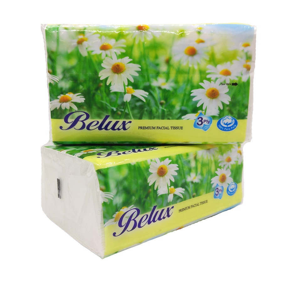 Belux Ultra Soft 3-Ply Tissue Paper – 130 Pulls x 4 Packs (1 Bag) | 100 ...