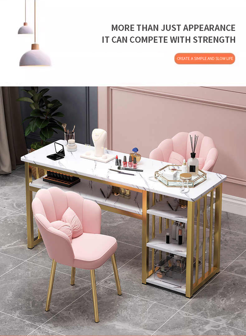 Nail Salon Table Japanese Style Light Luxury Nail Salon Simple Marble ...