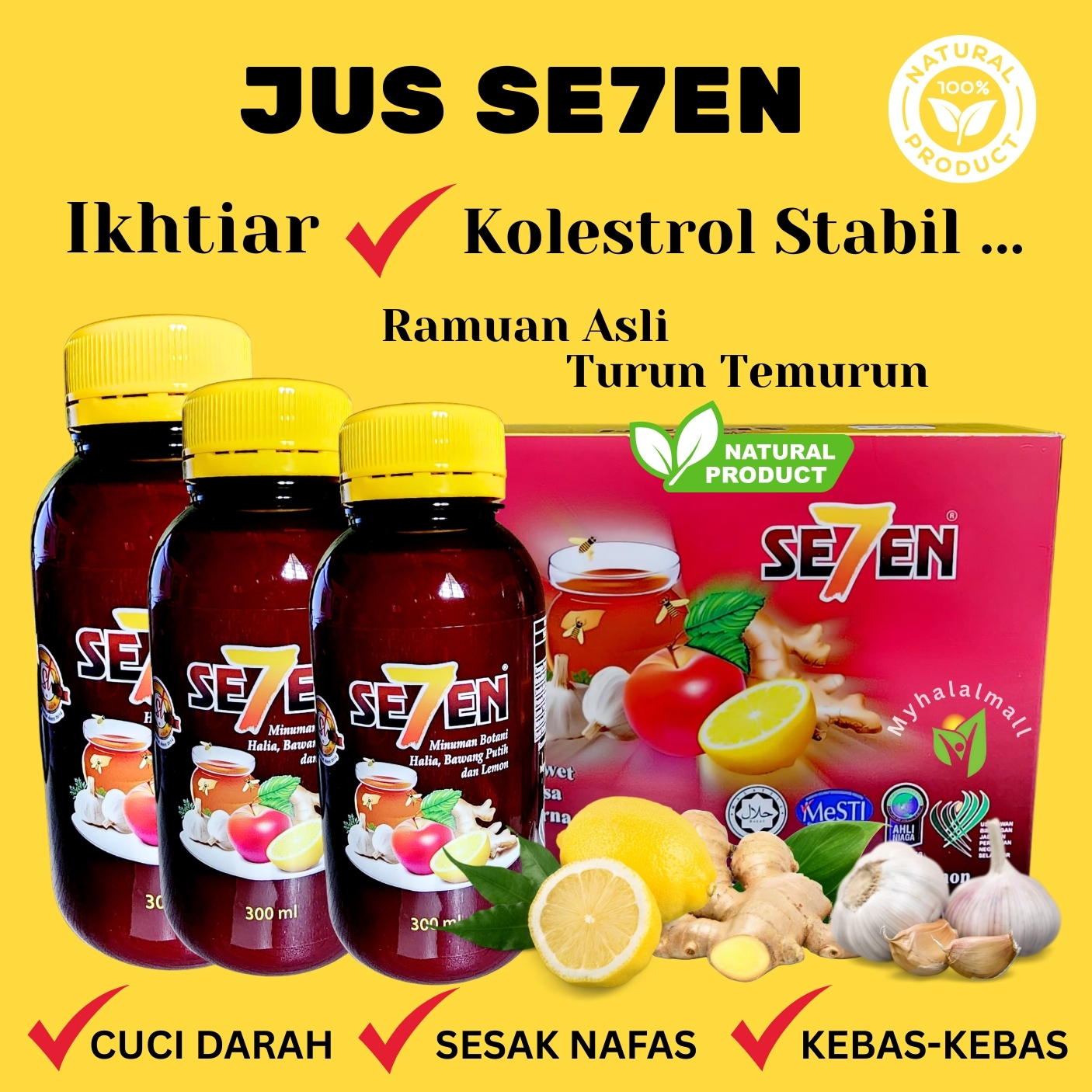 Jus Lega Bebas Kolestrol JUS SEVEN Se7en - Cuci Salur Darah, Sesak ...