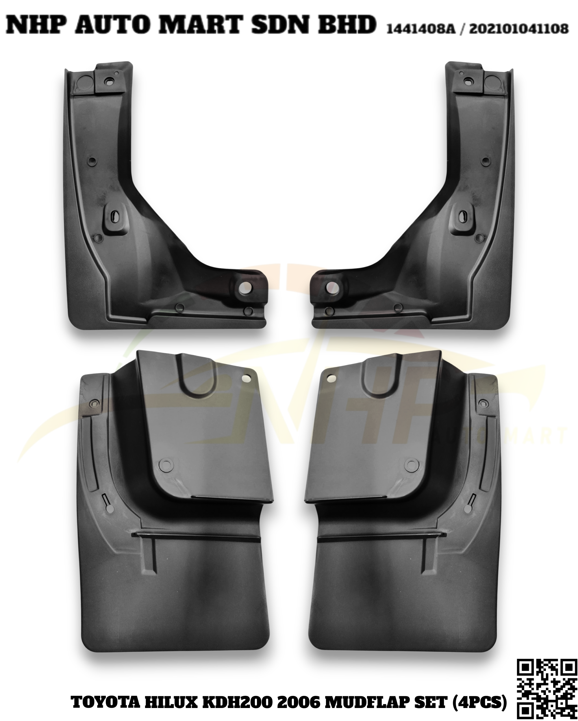 TOYOTA HIACE KDH200 2005 - 2015 YEAR MUDFLAP / SPLASH GUARD ONE SET ( 4 ...