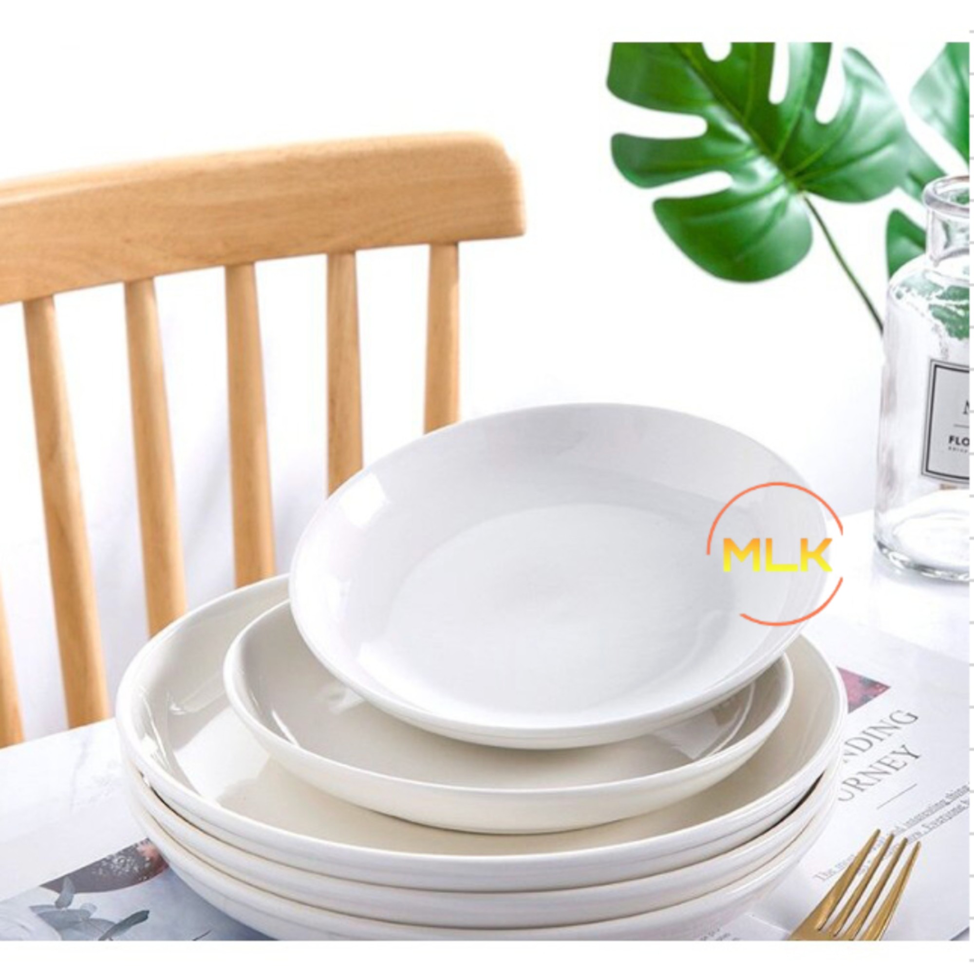 MLK Hotel Grade White Porcelain Round Deep Plate Fruit Dish Dinner ...