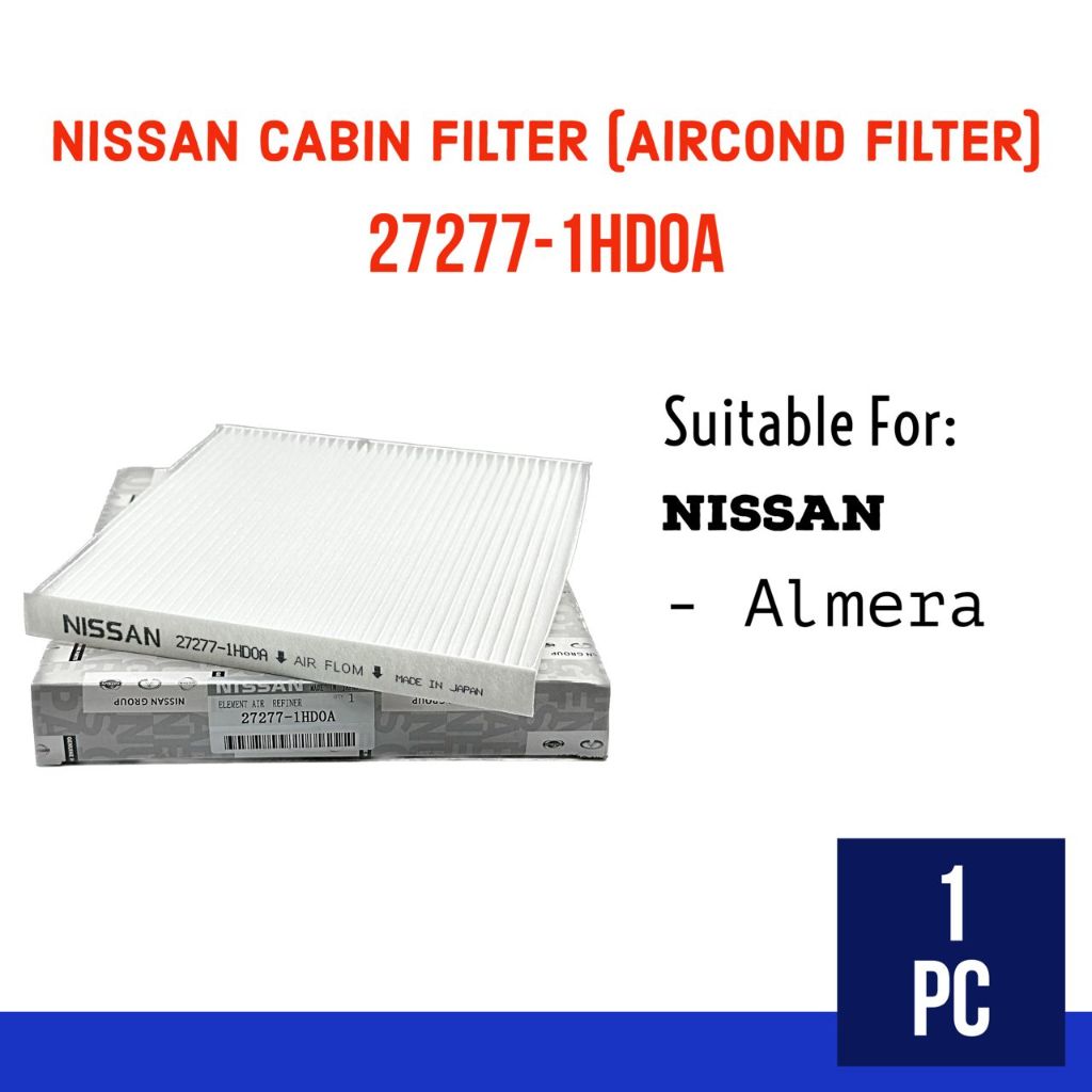 NISSAN 27277-1HD0A AIRCOND CABIN FILTER - NISSAN ALMERA AIRCOND FILTER ...