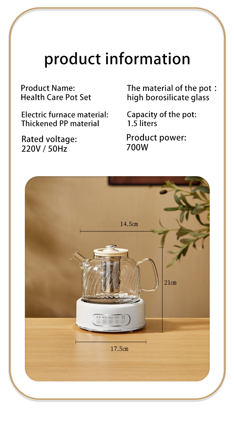 【Glass Health-Preserving Pot】 1.5L Constant Temperature Insulation ...