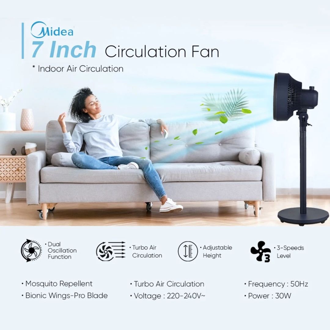 Midea Kipas Berdiri Circulation Fan (7") MFG180M0APB | Shopee Malaysia