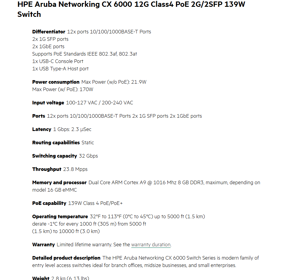 R8N89A - HPE Aruba CX 6000 Switch Series Entry Level Access Switches ...