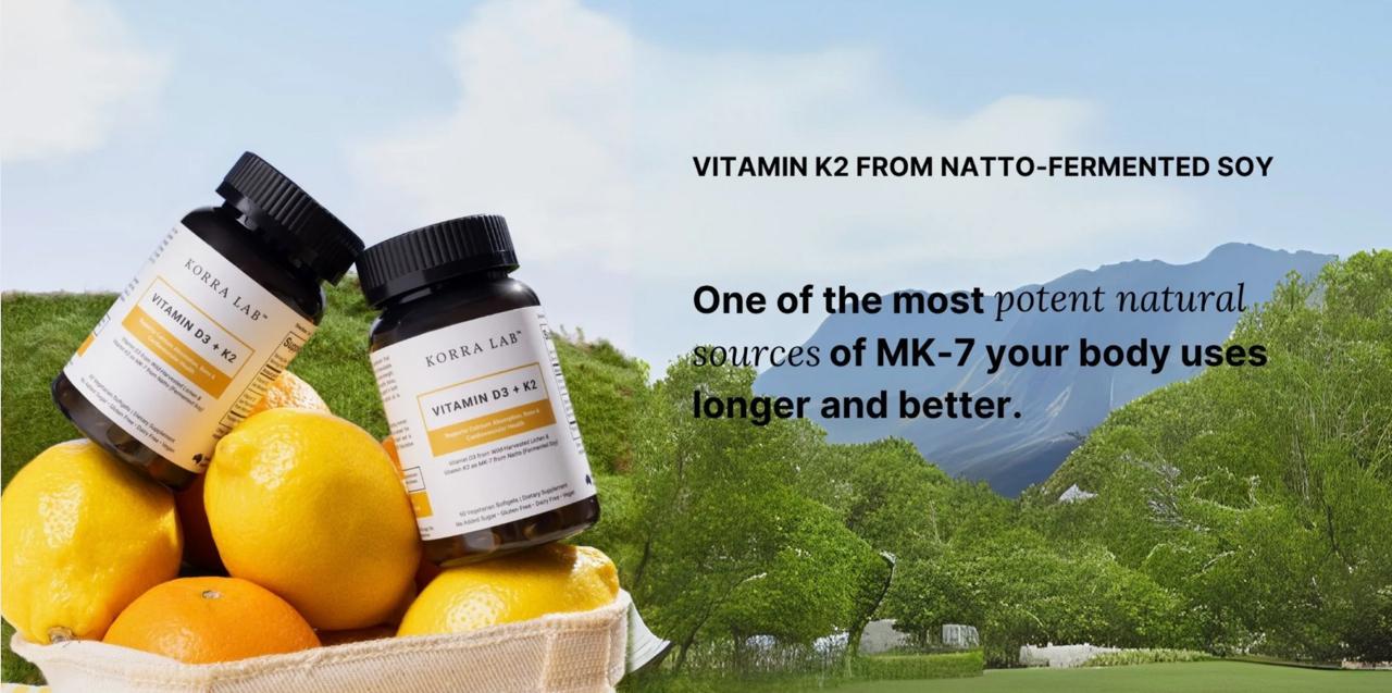 KORRA LAB Vitamin D3 + K2 - Supports Calcium Absorption ...