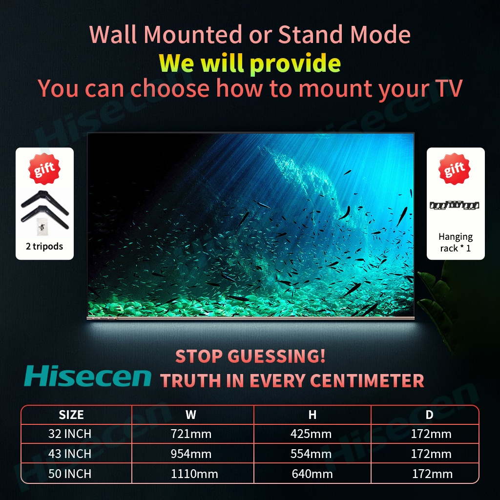 Smart TV 50" 55‘’ Hisecen Full Screen 1080P UHD Android Tevision 50 ...