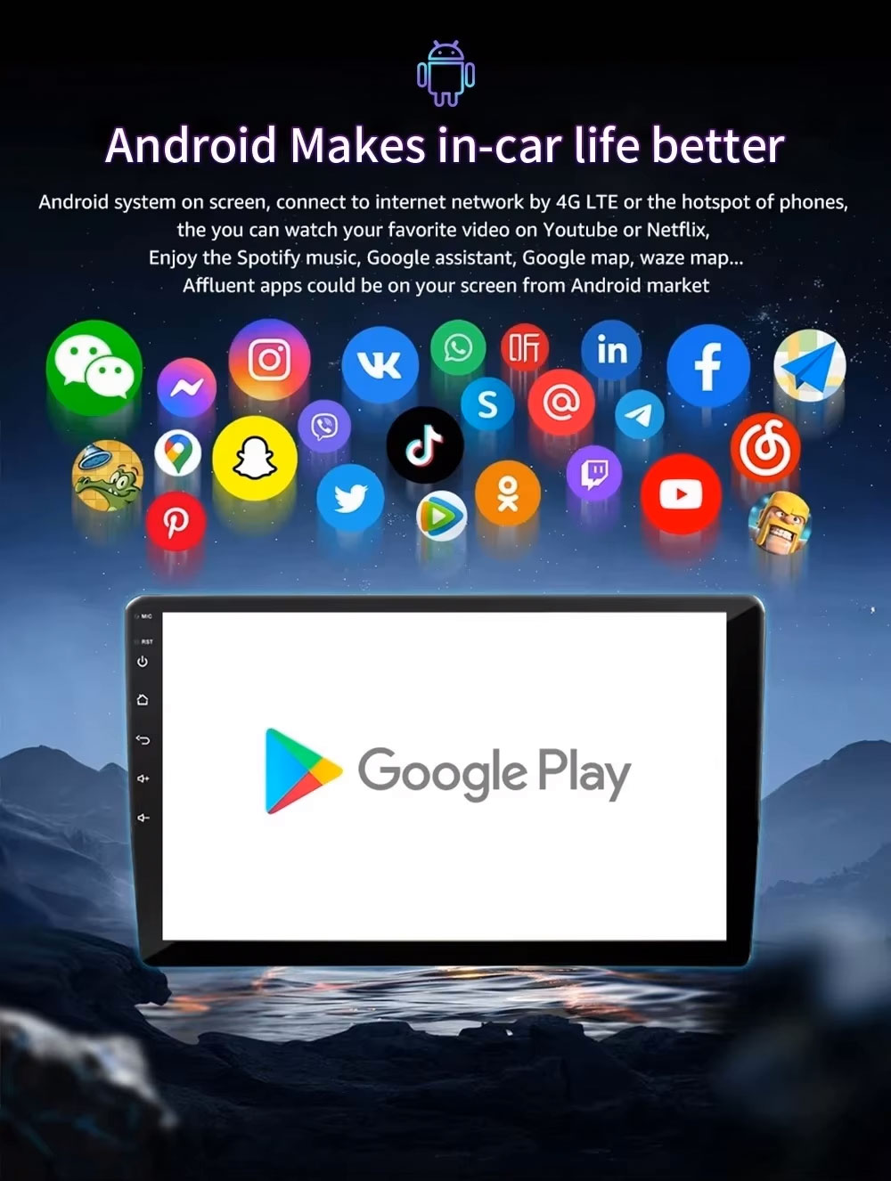 10″ Android Display for Proton WAJA 2000–2011, GPS Maps, Built-in Mic ...