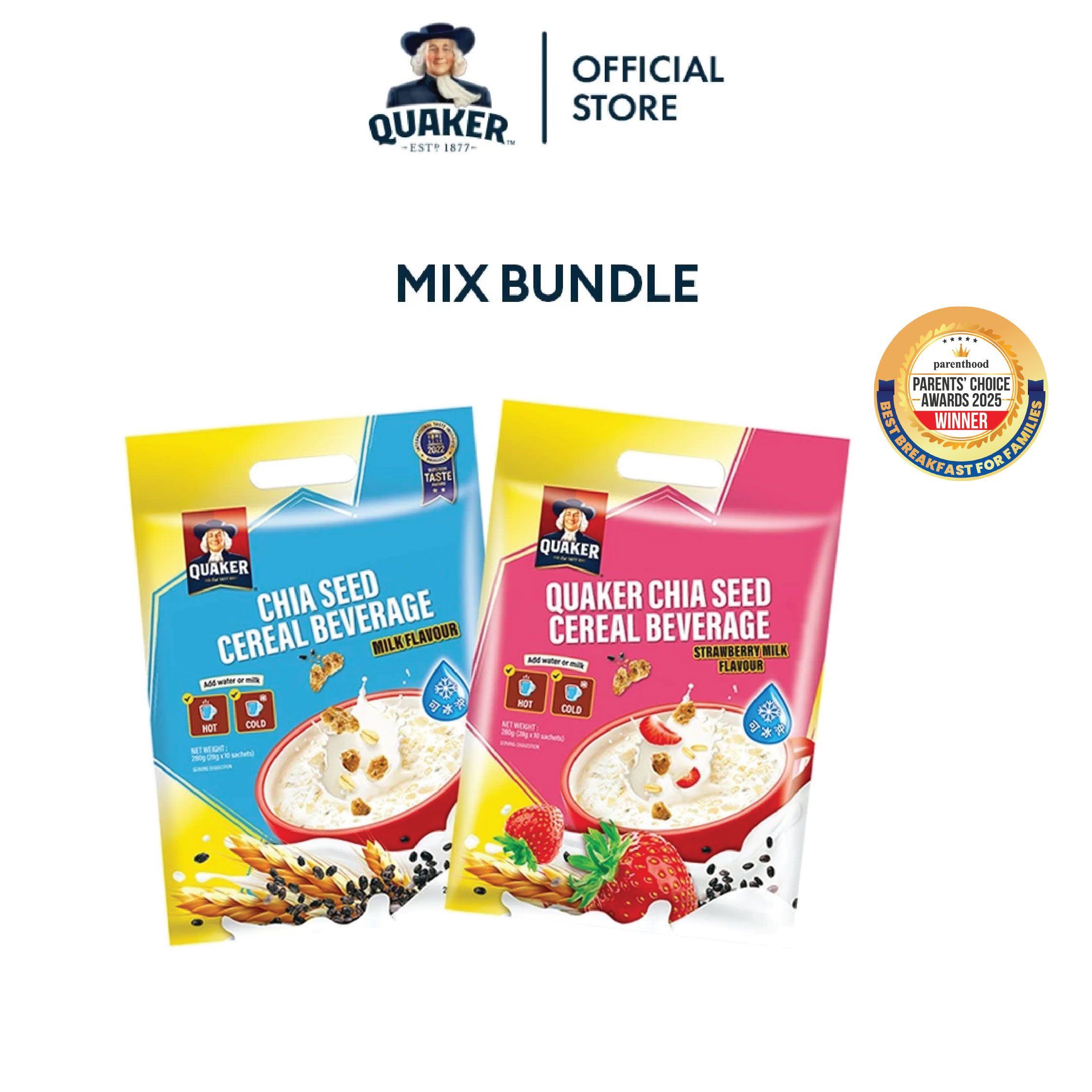 [Bundle of 2] Quaker Chia Seed Cereal Mix Flavour 280g (works with cold ...