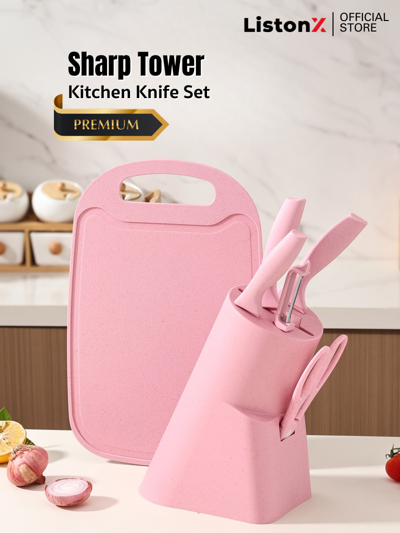 ListonX Sharp Tower Kitchen Knife Set (7-Piece) – Premium Edition with ...