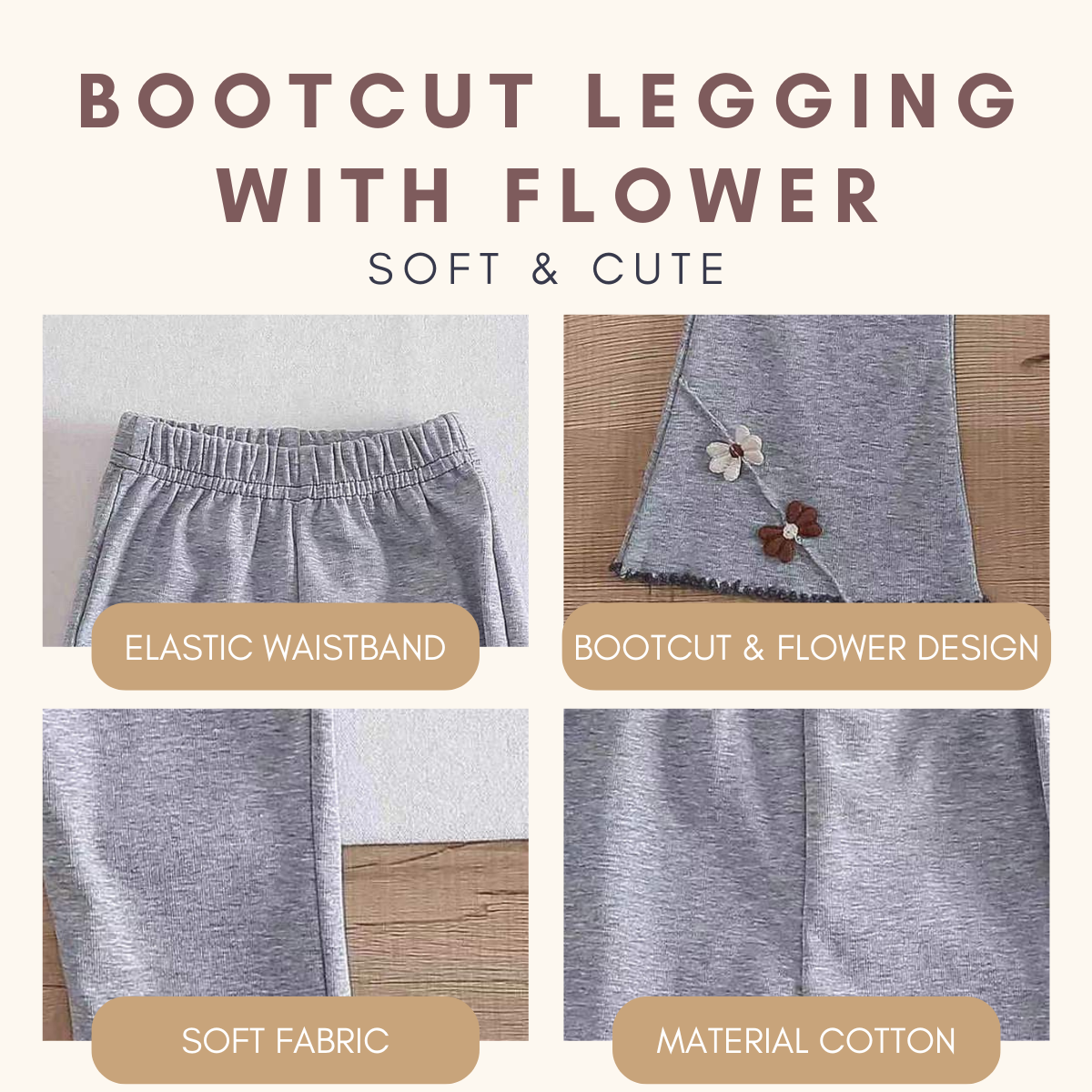 Seluar Legging Bootcut Baby Girl 1-8Y Kids Girl Flared Bootcut Long ...