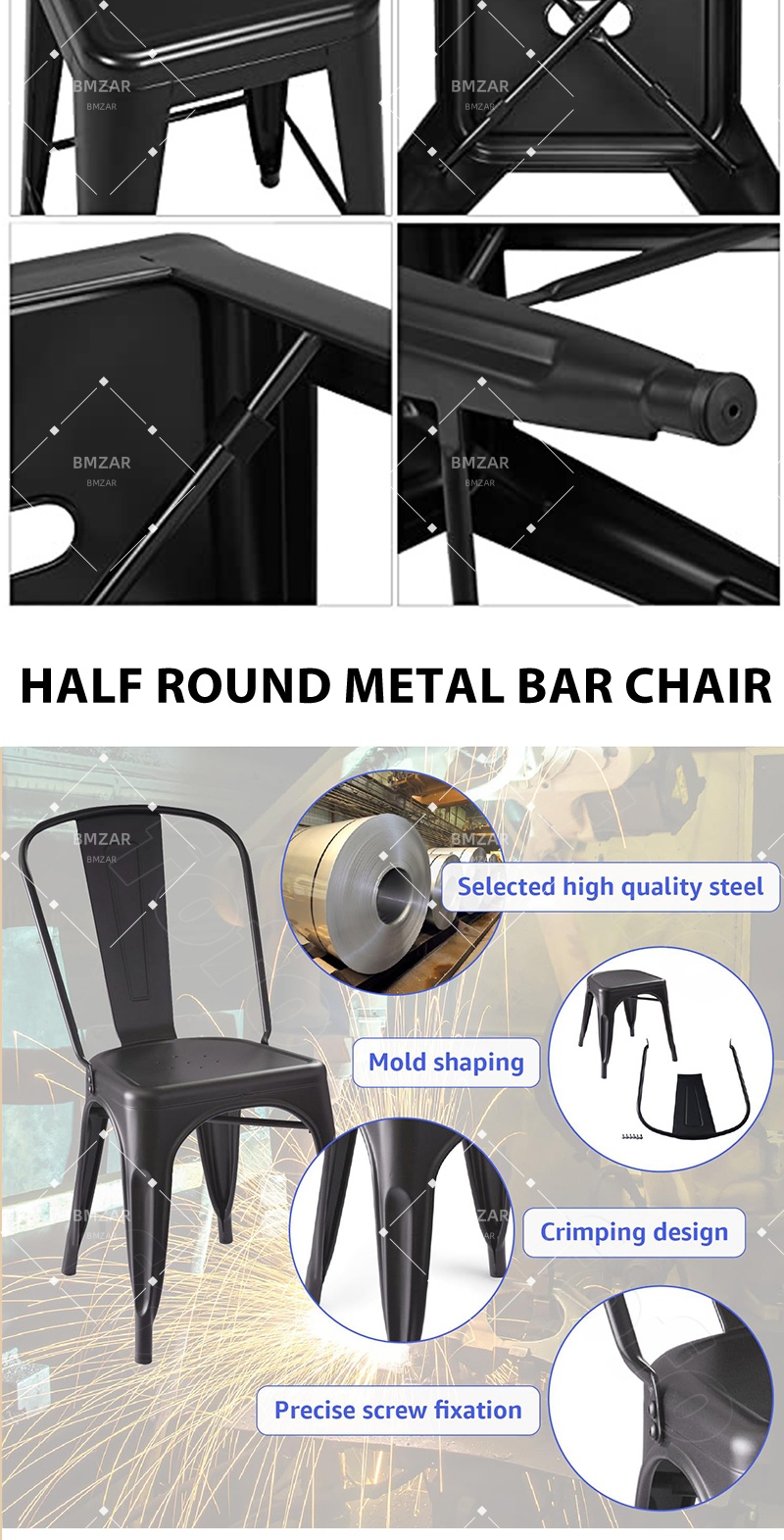 𝐁𝐌𝐙𝐀𝐑 𝙄𝙣 𝙎𝙩𝙤𝙘𝙠 Kerusi Makan Besi Dining chair Iron Low Stool With High ...