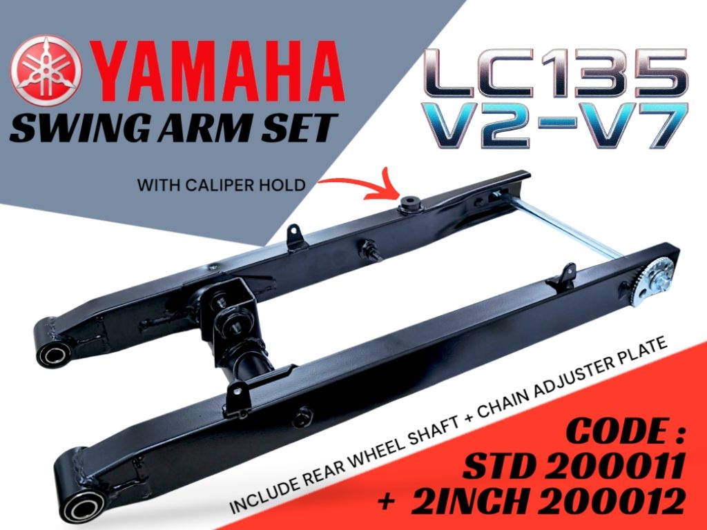 YAMAHA LC135 V2 - V7 STD +2INCH SWING ARM SET 12MM SHAFT LUBANG LC5S ...