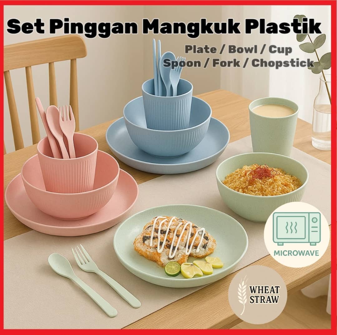 Set Pinggan Mangkuk Plastik/Set Pinggan Plastik/Pinggan Mangkuk Set ...