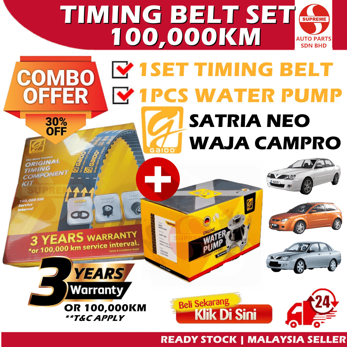 S2U Gaido Original Timing Belt Proton Saga BLM FL GEN2 Satria Neo ...