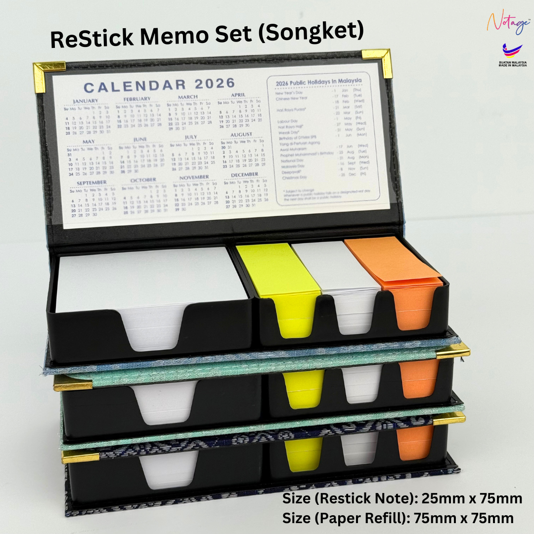 Full Songket Double Memo Box with 200 Sheets Memo Pad and Restick Note ...