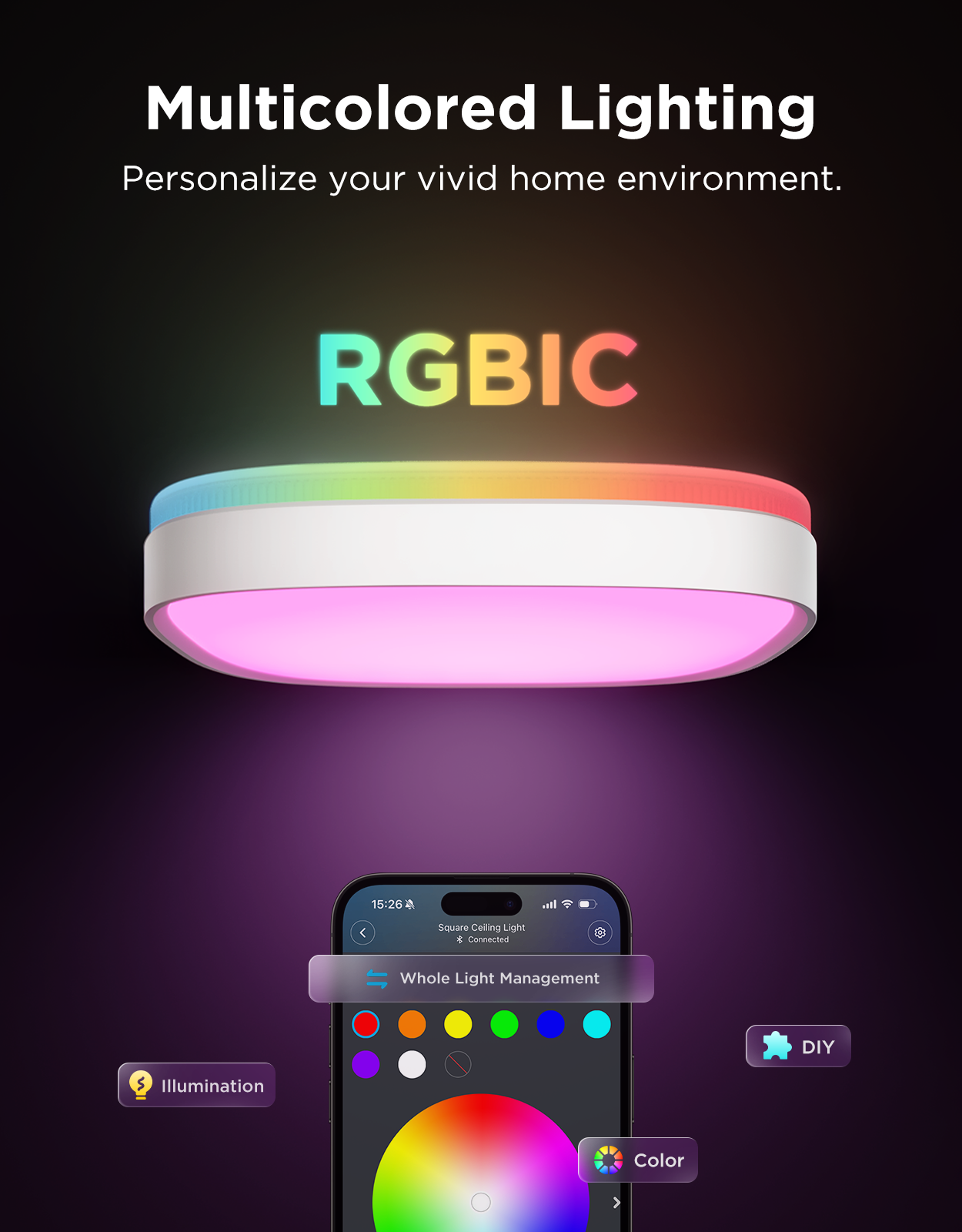 Govee Smart Light Bulb Pendant Light Ceiling Light WiFi Bluetooth Color ...