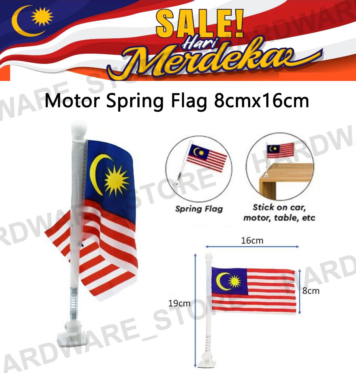 Flag Malaysia motor spring car hand bendera tangan hiasan merdeka jalur ...