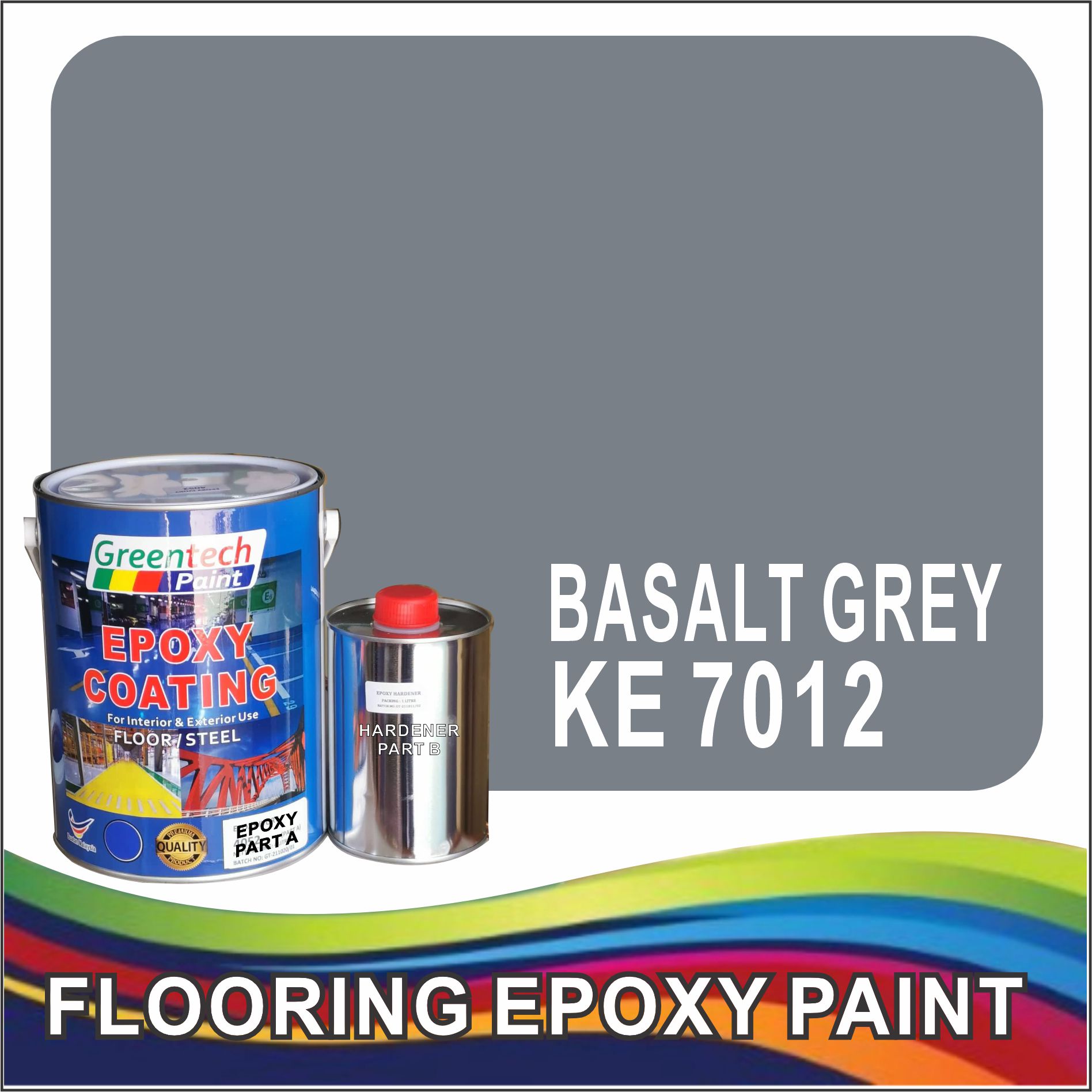 KE7012 BASALT GREY ( 5L ) GREENTECH EPOXY PAINT Cat Lantai [ Include ...
