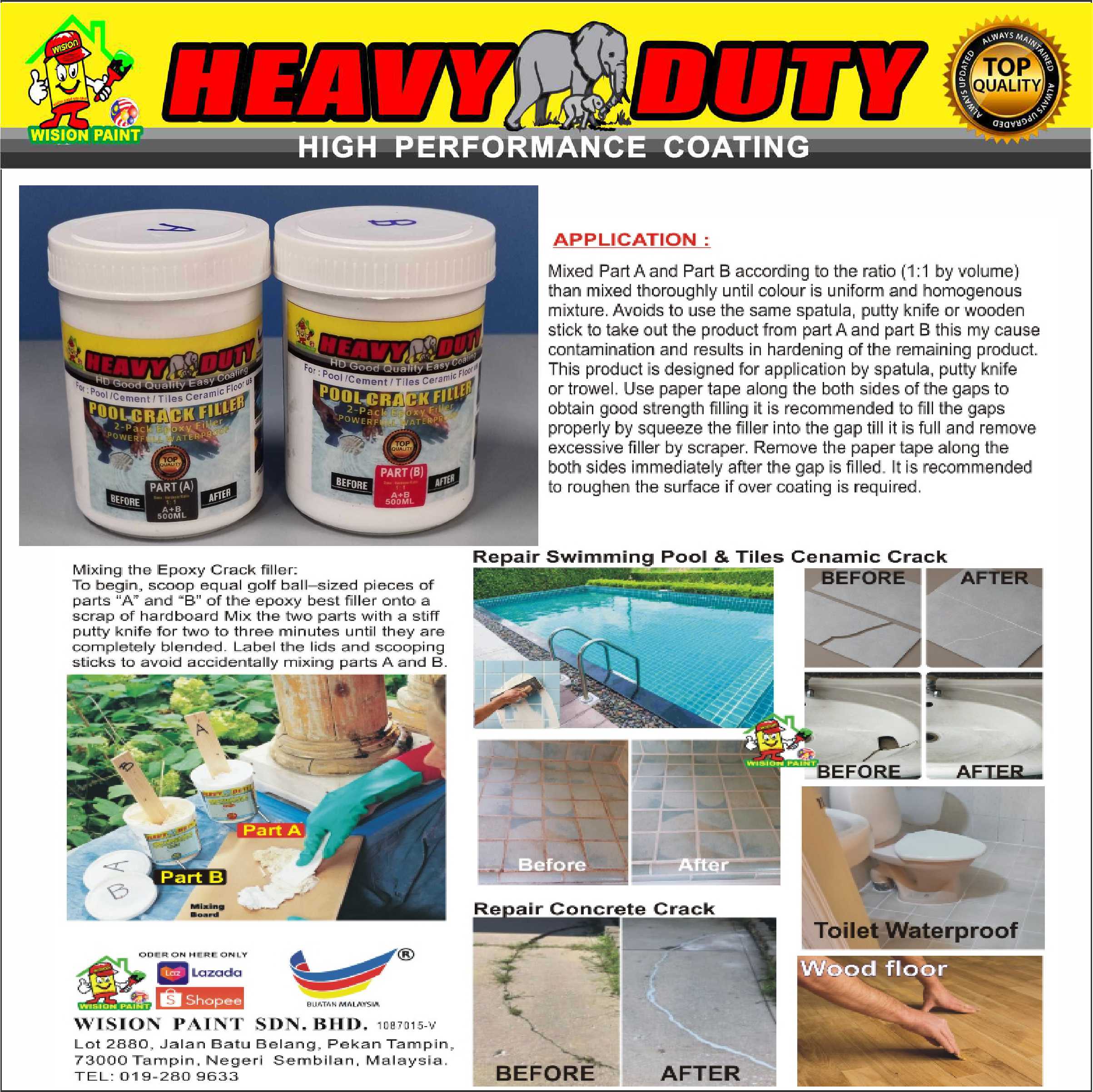 POOL CRACK FILLER 2-PACK EPOXY ( A+B=500ML ) Universal 2-Pack Epoxy ...