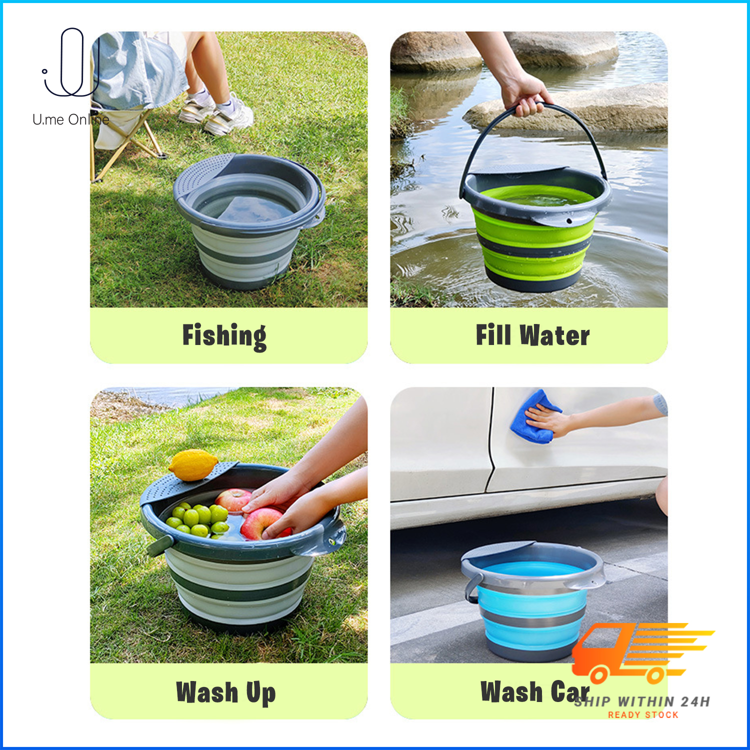 U.me Portable Folding Bucket Water Filter Baffle Household Water Bucket ...