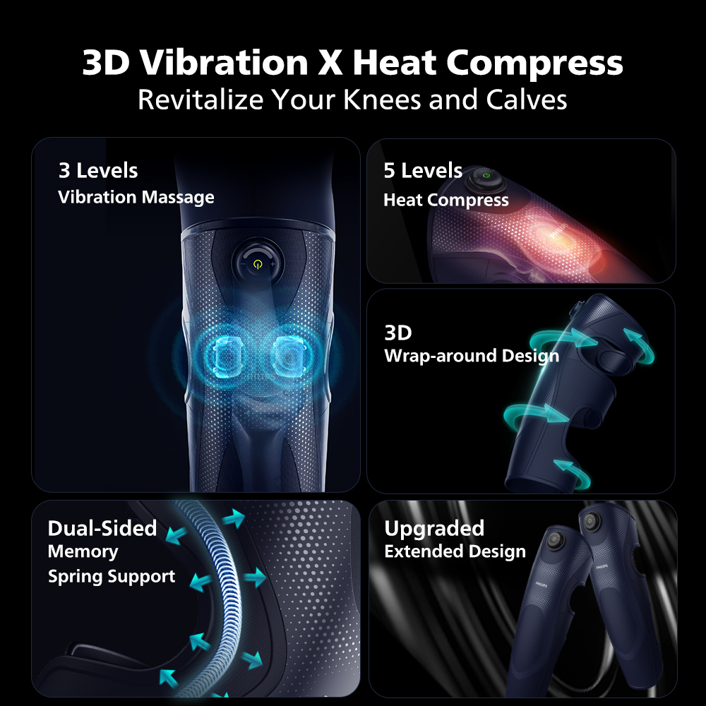 Philips Extended Knee and Calf Massager with Vibration & Heat 3D ...